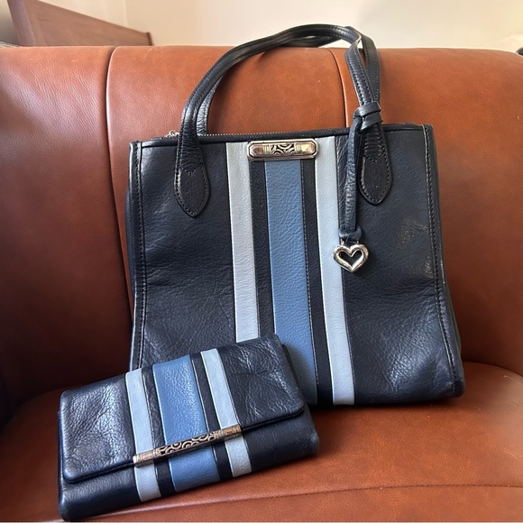 Brighton | Bags | Rare Vintage Brighton Blue Genuine Leather Matching ...